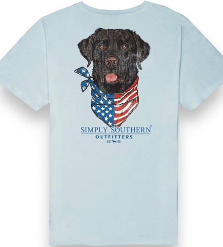 Simply Southern Shirt Women's Large Blue Red American Patriotic USA Dog ...