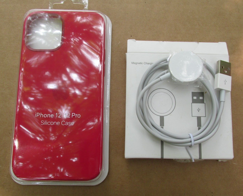 iPhone 12 & 12 Pro Red Silicone Case & Magnetic Charging Cable POWLAKEN ...