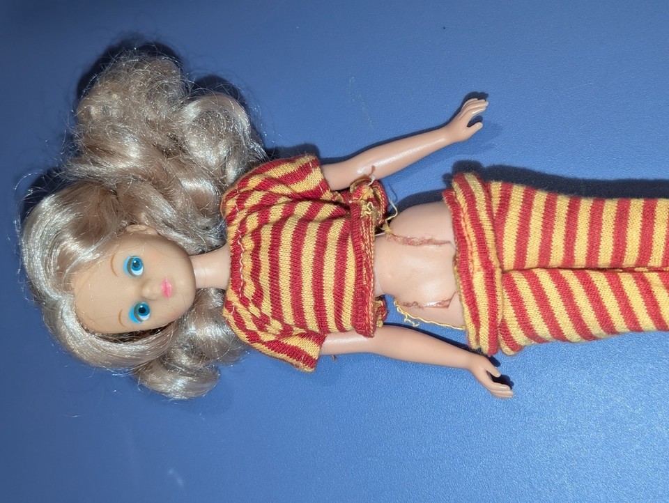 Vintage Mary Quant Daisy Doll 1970'S Model Toy Blonde Curly Hair Blue ...