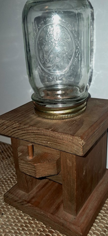 Hand Made Wood Glass Mason Jar Vintage Nut Candy Dispenser Antique ...