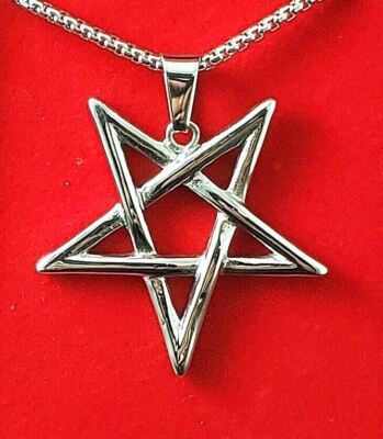 Pentagram Silver - goth punk occult pagan alt ritual pendant | eBay