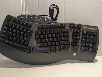 Fellowes Ergonomic Microban Split Design Wired USB Keyboard Model Ku ...