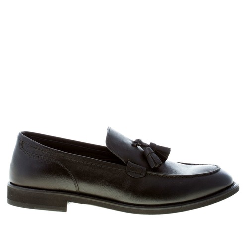 MARINI men shoes black buffalo leather made in Italy loafer tassels ...