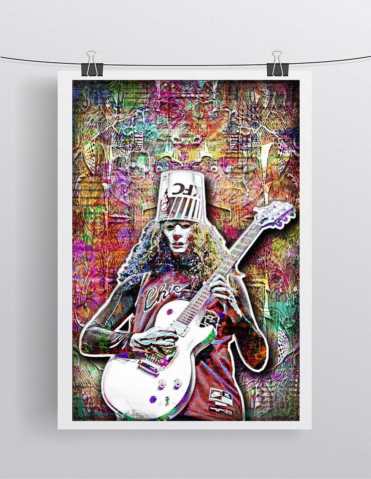 BUCKETHEAD Poster, BUCKETHEAD Guitar Pop Art Tribute Free Shipping US ...