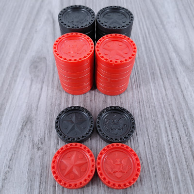 Vtg Connect Four Red & Black Game Tokens Replacement Parts 16 Black 16 ...
