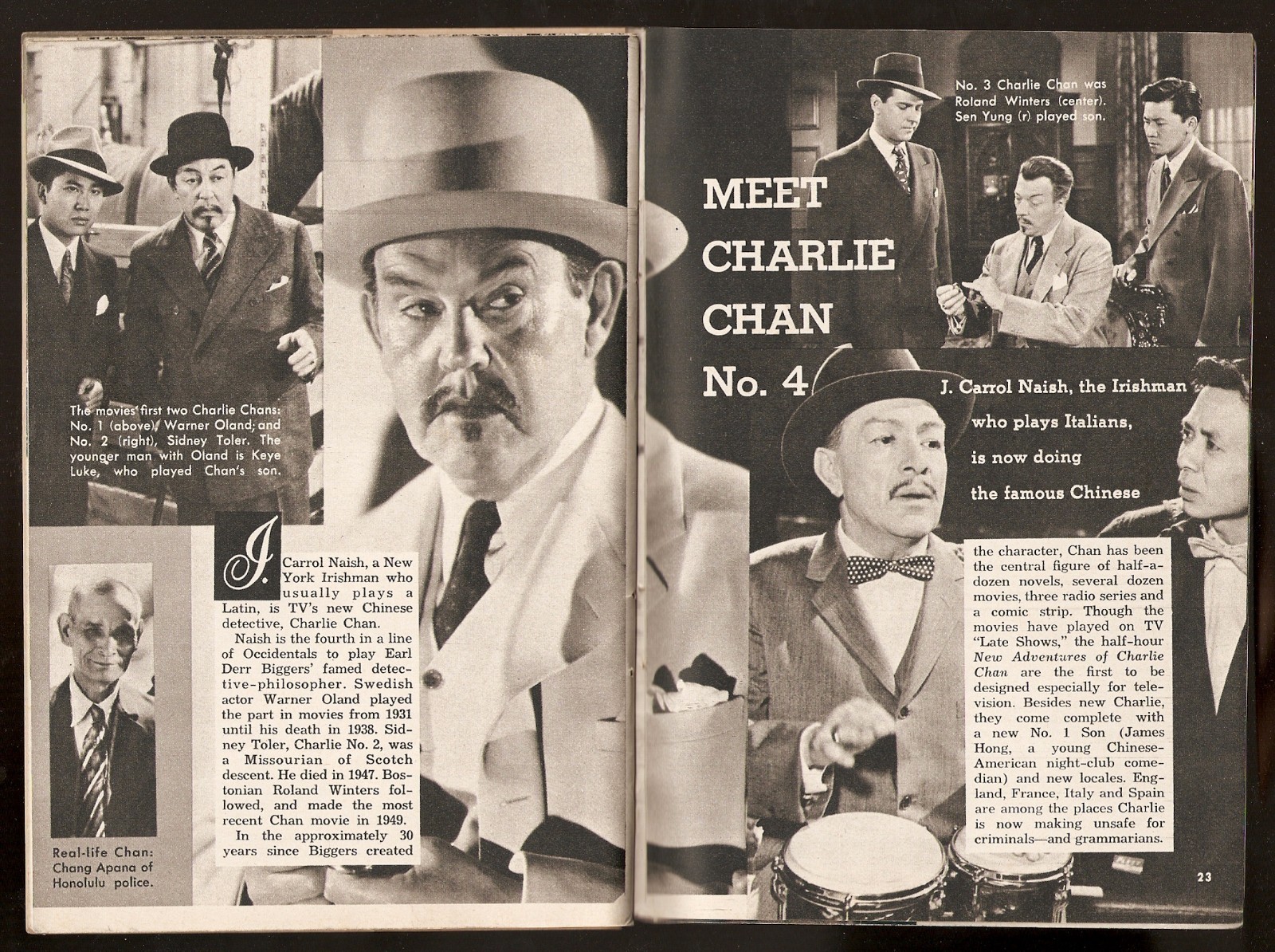 1958 Tv Article~CHARLIE CHAN~WARNER OLAND~SIDNEY TOLAR~KEYE LUKE~J ...