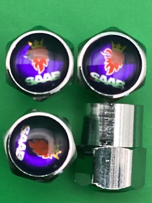 4 Pcs Set Car Air Valve Caps With SAAB Logo Air Valve Caps Cover Colour ...