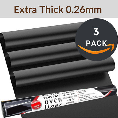 3 Heavy Duty Teflon Oven Liner Protector Sheet Mat Non Stick Reusable ...