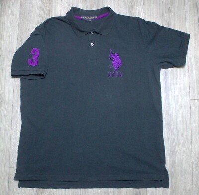 US POLO ASSN Shirt USPA Men's XL Embroidered PURPLE Polo Short Sleeve ...