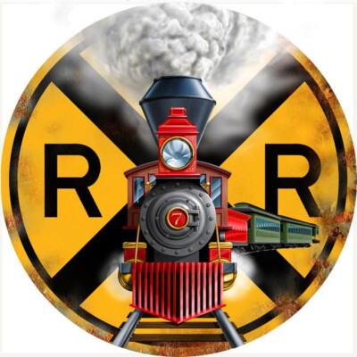 RAILROAD CROSSING 440 TRAIN LOCOMOTIVE HEAVY DUTY MADE 14" ROUND METAL ...