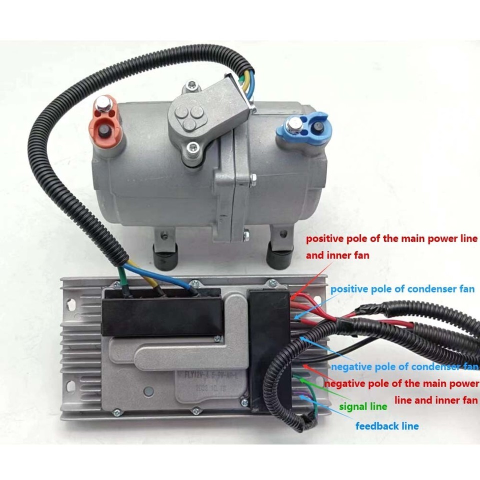 12V Electric AC Scroll Compressor Universal Car Air Conditioner Semi ...