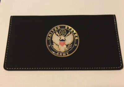 ARMY USA BLACK Leatherette Checkbook Cover FAUX LEATHER FREE SHIPPING ...