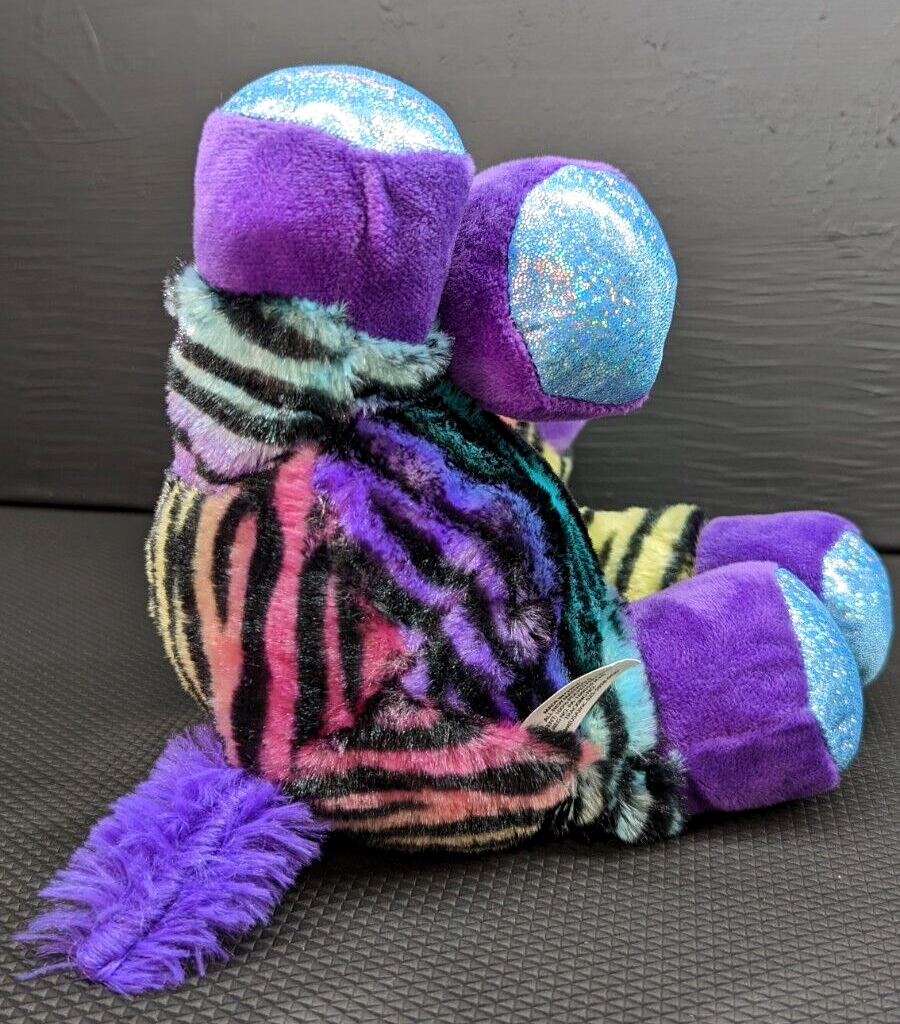 RMS International Rainbow Zebra Purple Sitting Plush Stuffed Toy Animal ...