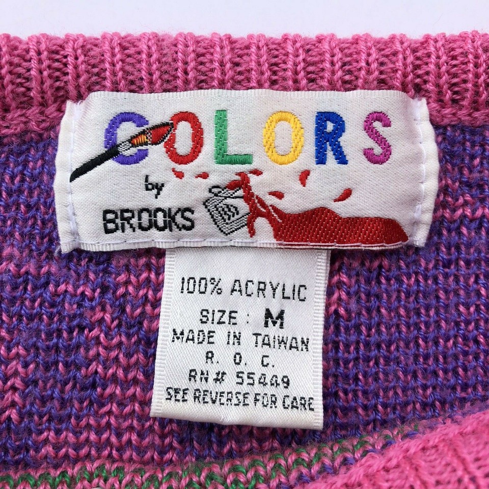 Vintage Colors by Brooks Arylic Pink Multicolor Flowers Floral LS ...
