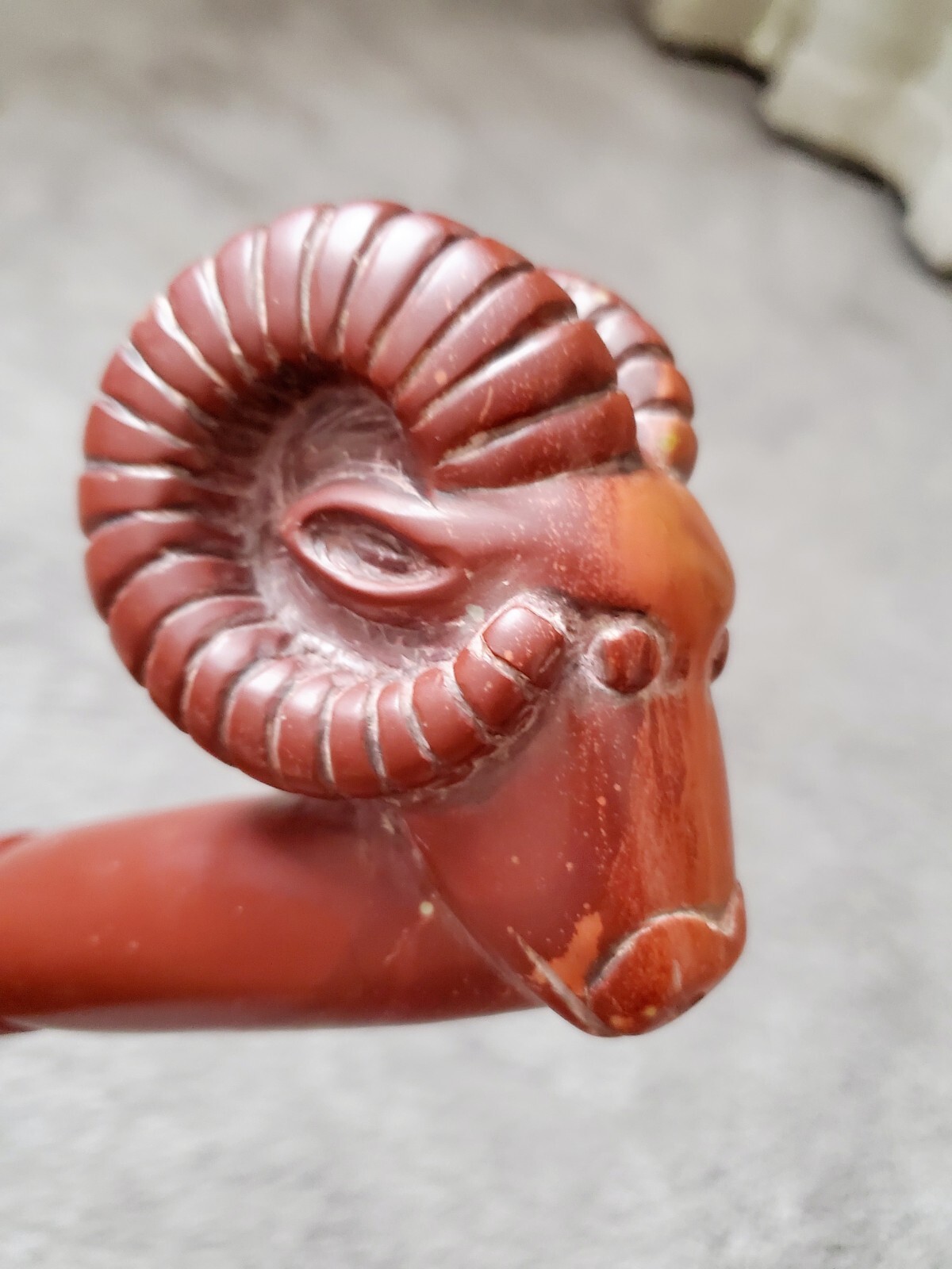 Antique Native American Indian c1890 Ram Head Catlinite Pipe w/ Twisted ...
