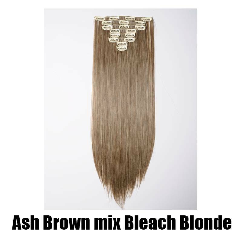 100% Natural Hair Extensions 8 Pieces Real Thick Hair Clip-in FULL HEAD ...