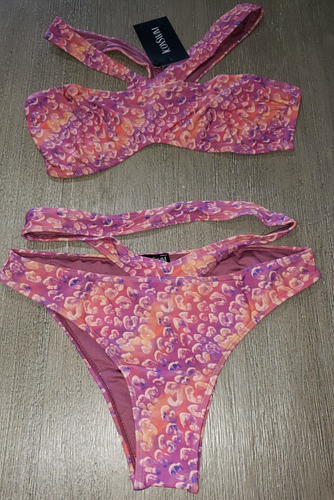 ICONSWIM SWIMMING SUIT BIKINI 2 PC size large purple peach print NICE ...