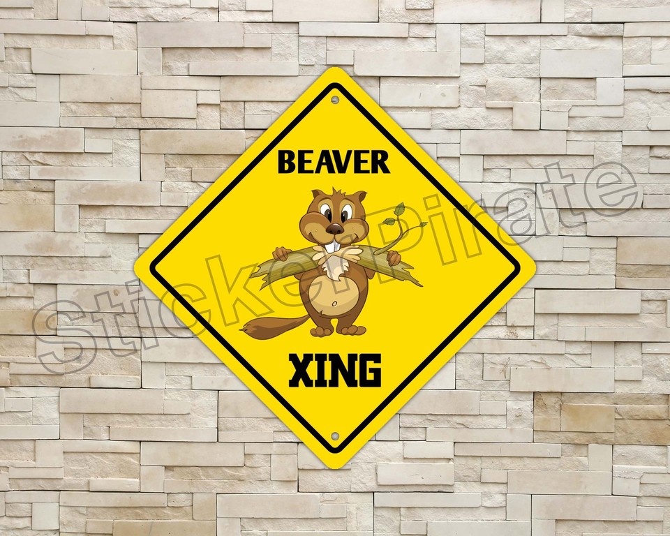 *Aluminum* Beaver Crossing Funny Metal Novelty Sign 12"x12" | eBay