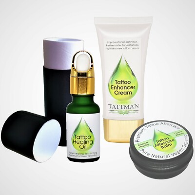 Tattoo Aftercare Kit. Tattoo Cream, Tattoo Balm & Tattoo Healing Oil. S ...