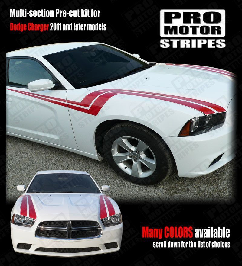 Dodge Charger 2011-2014 Fender to Side Thunderbolt Hash Stripes (Choose ...