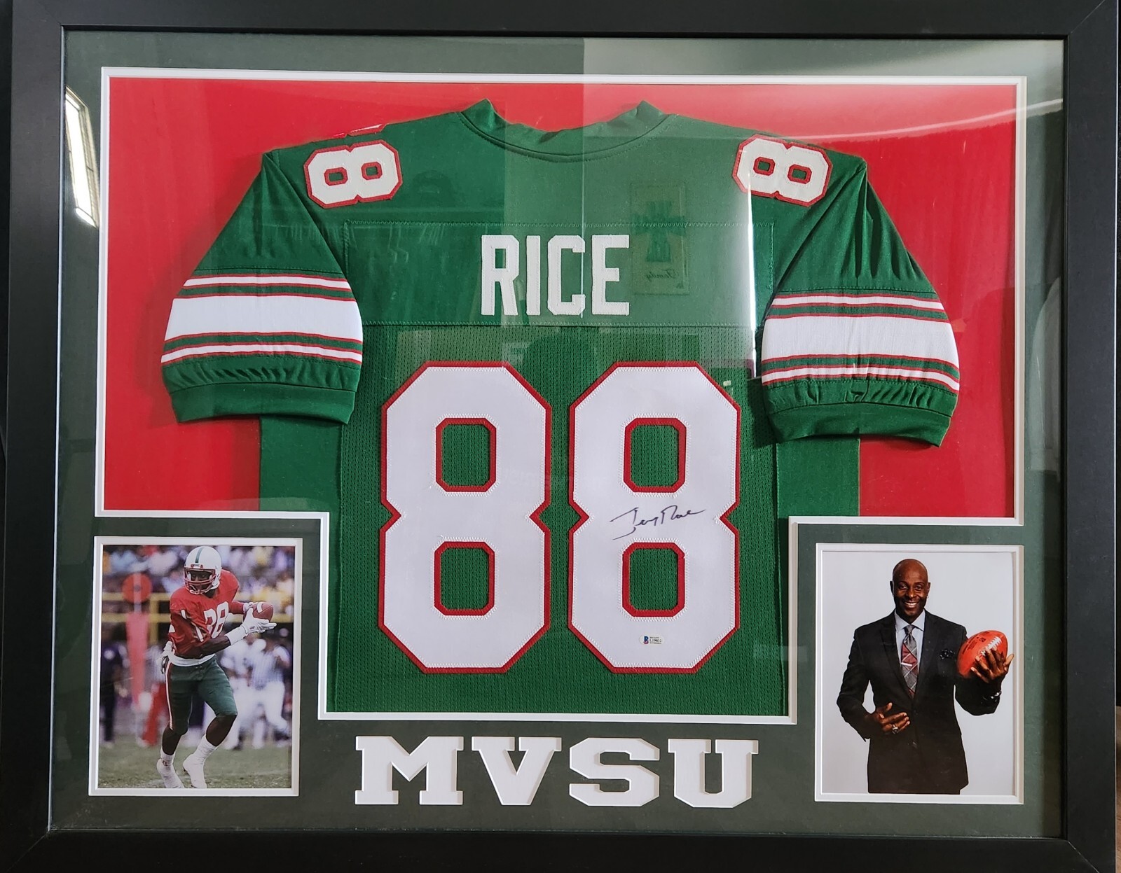 Framed Jerry Rice Autographed Mississippi Valley State Jersey. Beckett ...