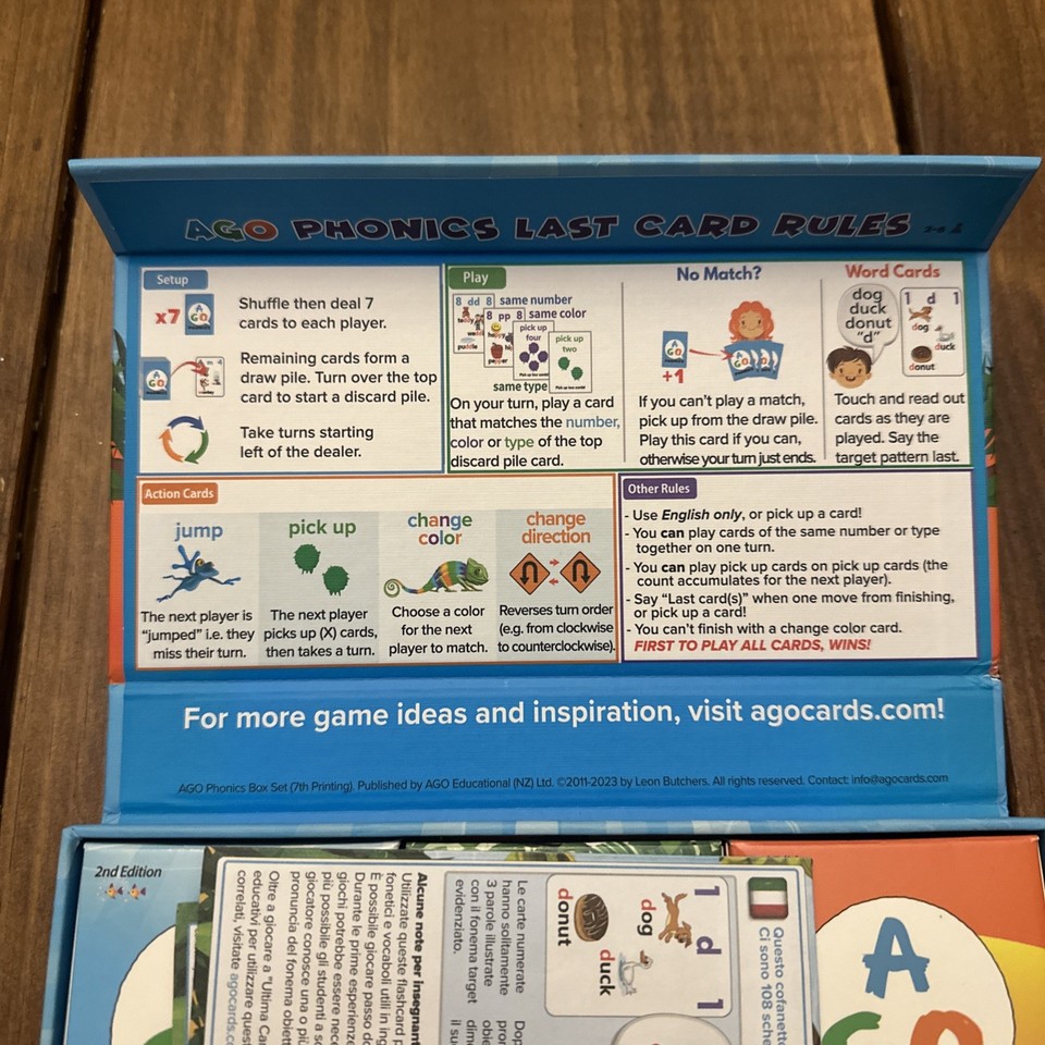 AGO Phonics Card Game 3 Level Box Set Build Reading Skills Learn Words ...