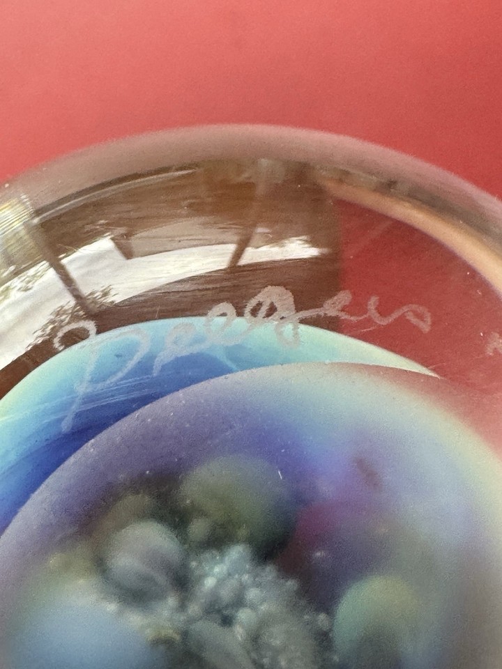 Vintage Seegers Fein Art Glass Small Blue Green Abstract Paperweight ...