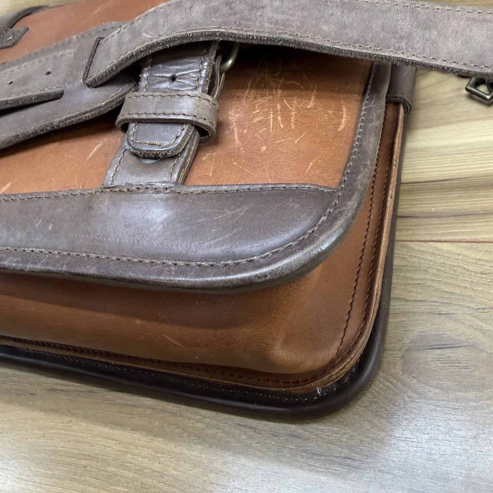 Buffalo Jackson Denver Leather Belted Briefcase Cowhide Leather ...