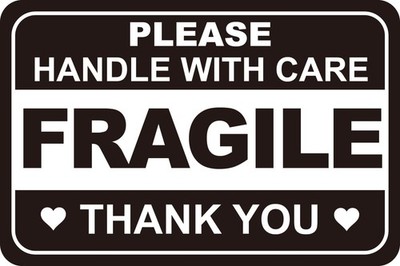2x3'' inch 200PCS Black White Fragile Handle with Love Labels Stickers ...