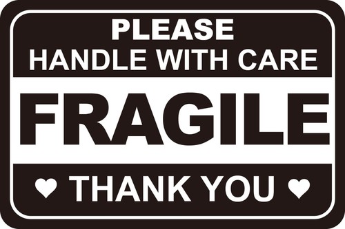2x3'' inch 200PCS Black White Fragile Handle with Love Labels Stickers ...