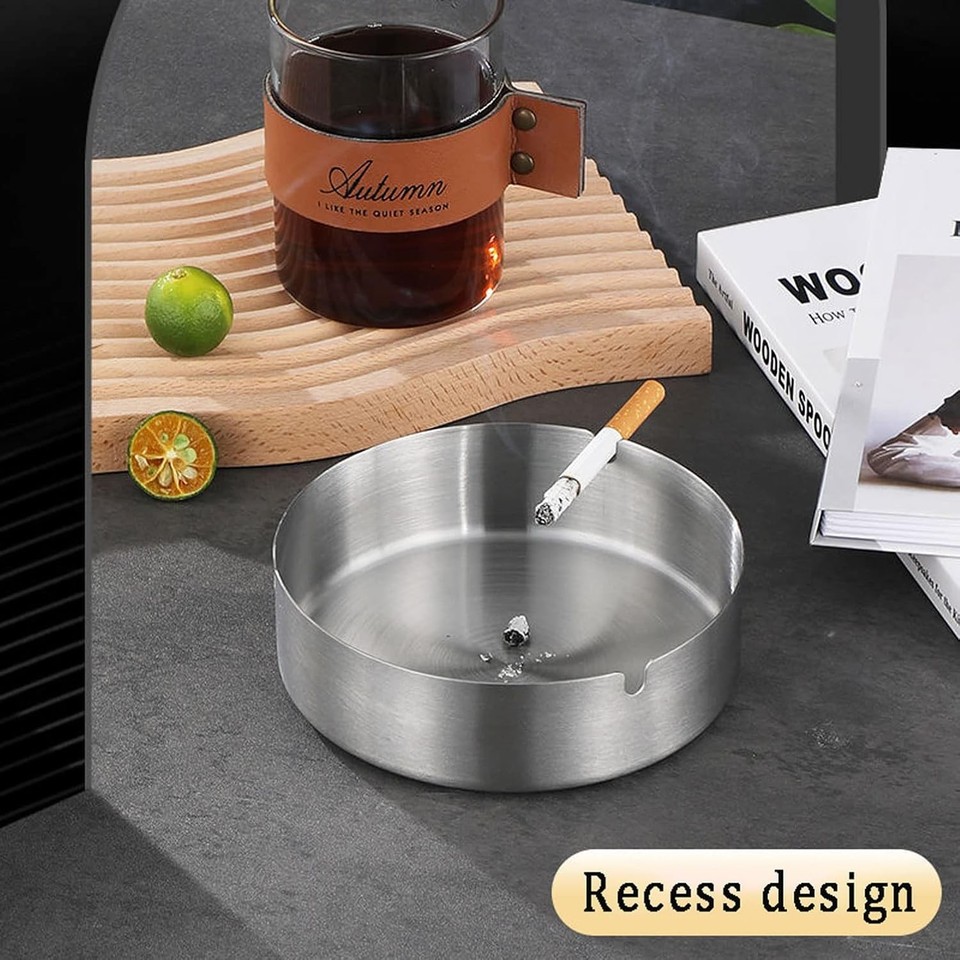 Ashtray Stainless Steel Cigarette Ash Tray for 3.94in, Silver | eBay