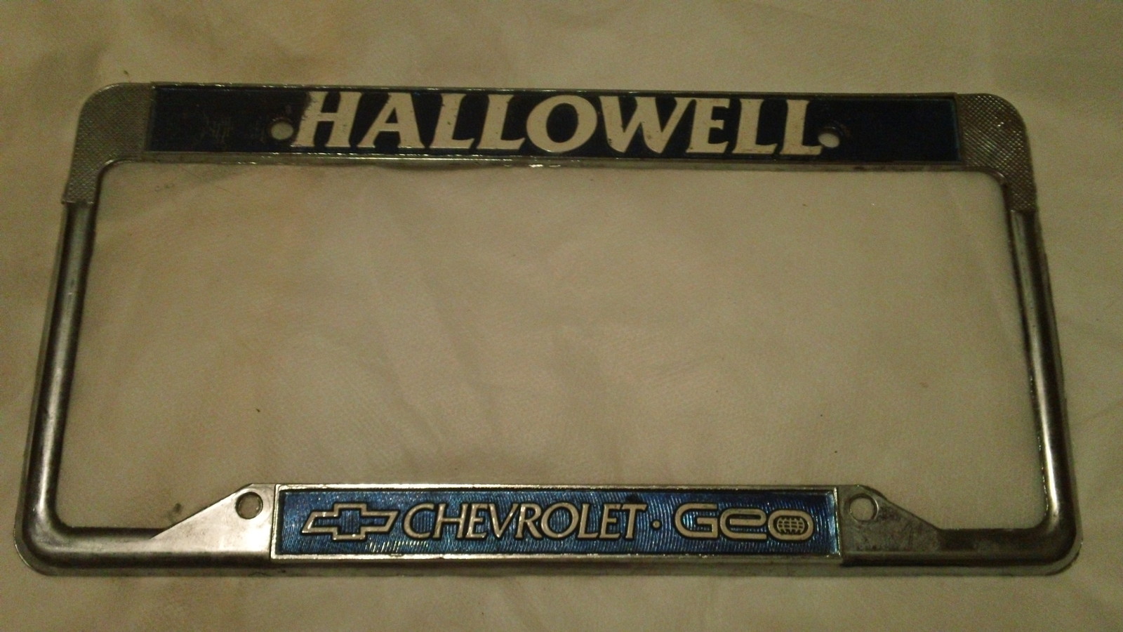 Hallowell Chevrolet Geo Dealership Metal License Plate Frame Tag ...
