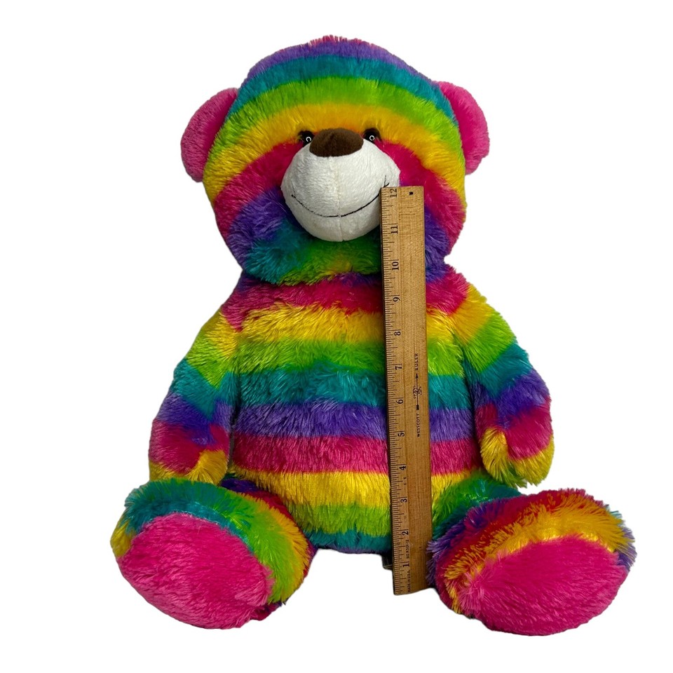 Rainbow Bear Plush Stuffed Animal Toy Striped Colors Pride MTY ...