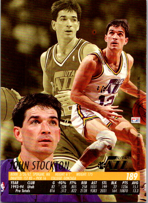 John Stockton 1994 Ultra #189 Basketball Card | eBay