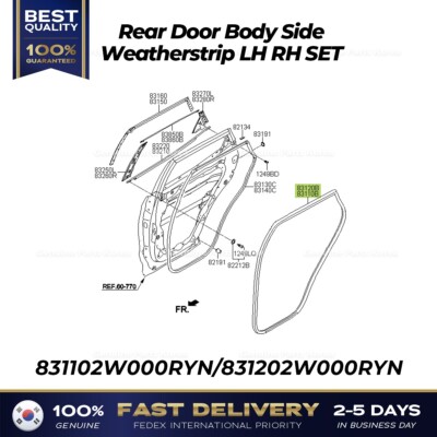 ⭐Genuine⭐ Rear Door Body Side Weatherstrip LH RH SET for Hyundai Santa ...