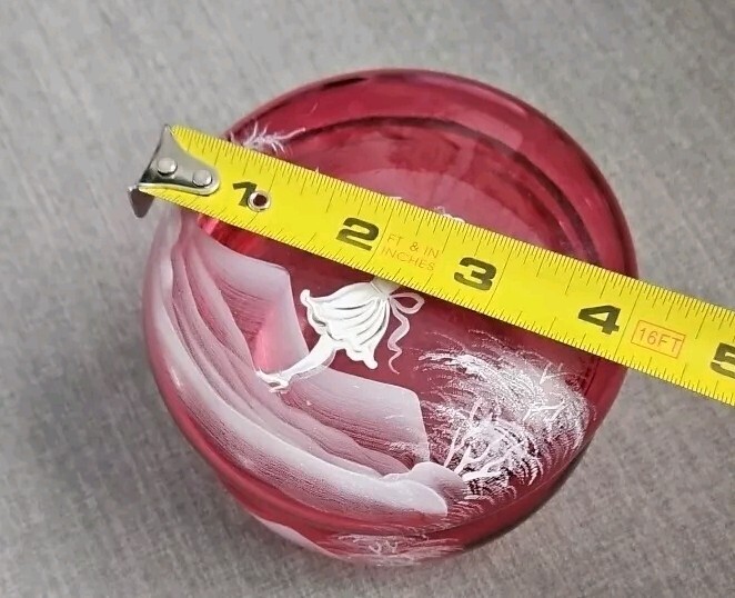 MARY GREGORY CRANBERRY GLASS TRINKET POWDER BOX COVERED JAR ENAMEL | eBay