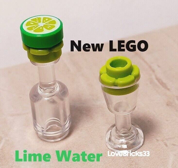 New LEGO Water Bottle & Glass Lime Added Printed 1x1 Tile FRUIT Juice ...