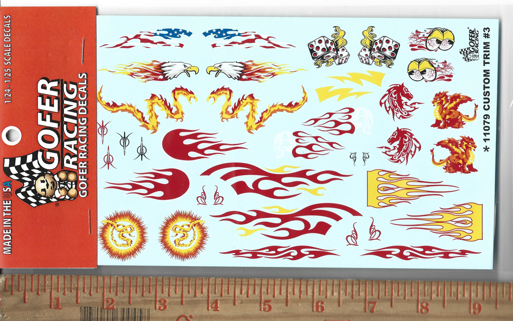 GOFER Racing, Flames, Trim, Unique Graphics, Decals 1/24 -25 11079 ST ...