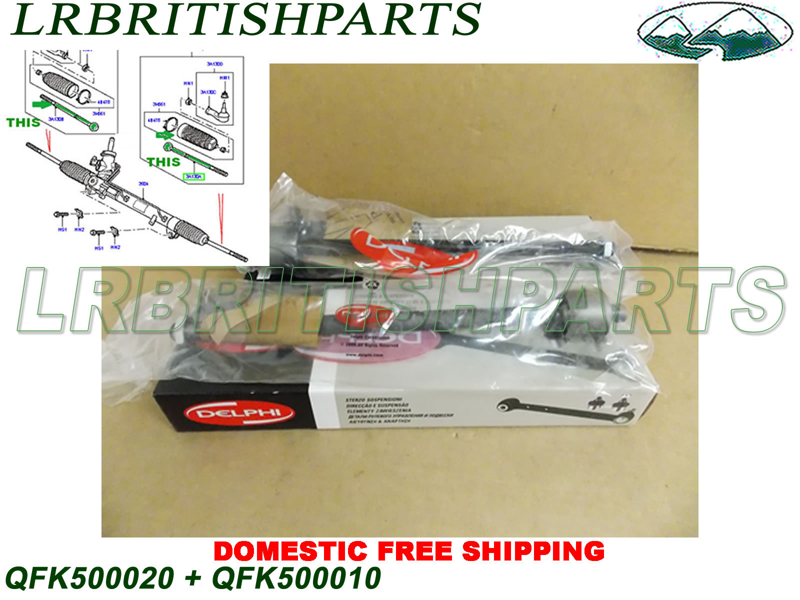 LAND ROVER INNER TIE ROD END LR3 SET OF 2 NEW DELPHI QFK500020 ...