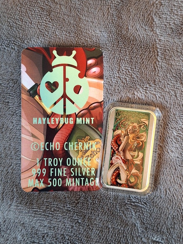 Hayleybug Mint "Echo Chernik" 1 Troy oz .999 Fine Silver Bar W/ COA | eBay