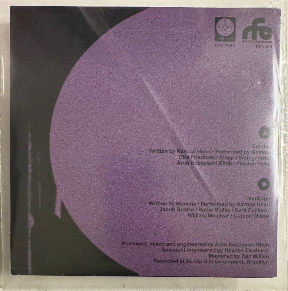 MOMMA / NARROW HEAD – SUNDAY / MEDICINE - 7" VINYL BLACK EP - VG+ - C/S ...