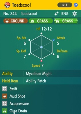 Pokemon Scarlet and Violet 6iv Shiny Max EV Toedscool | eBay