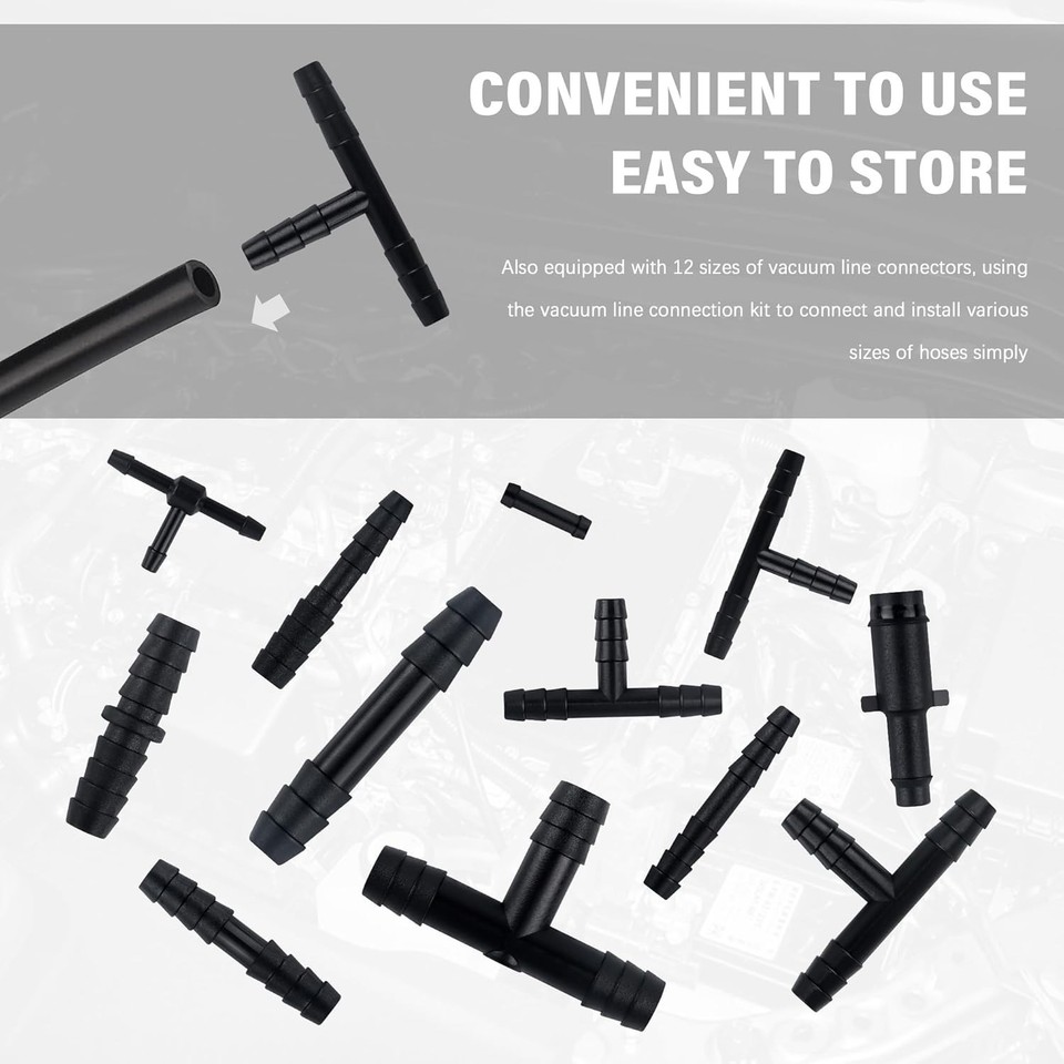 Multipurpose Vacuum Line Kit,6PCS 5Ft Vacuum Hose Automotive+64PCS ...