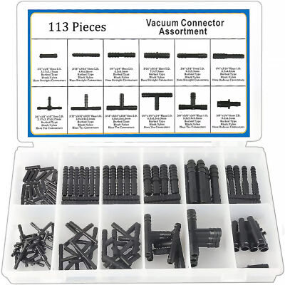 Vacuum Connector Assortment Vacuum Line Fittings Kit 113Pcs 12 Sizes ...