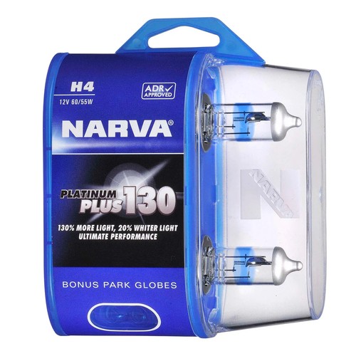 Narva 48542BL2 12V 60/55W H4 Platinum Plus 130 Globe Headlight Car ...