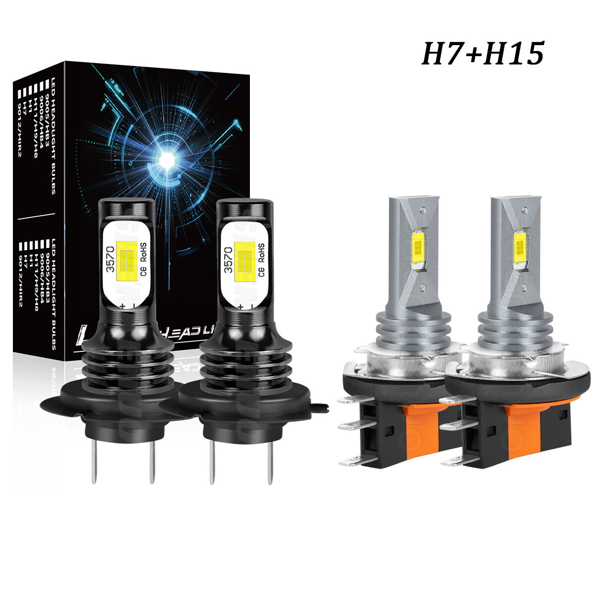 For Mercedes-Benz CLA250 2014 2015 2016 2019 LED Headlight Kit H7+H15 ...