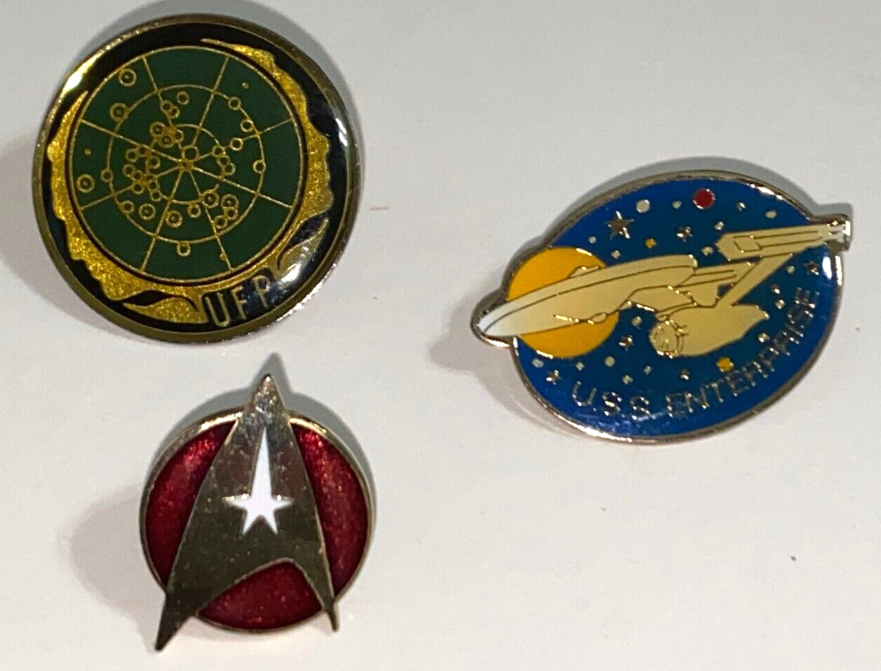 Three Star Trek Pins: Vintage Motion Picture Insignia Pin 1985, UFP ...