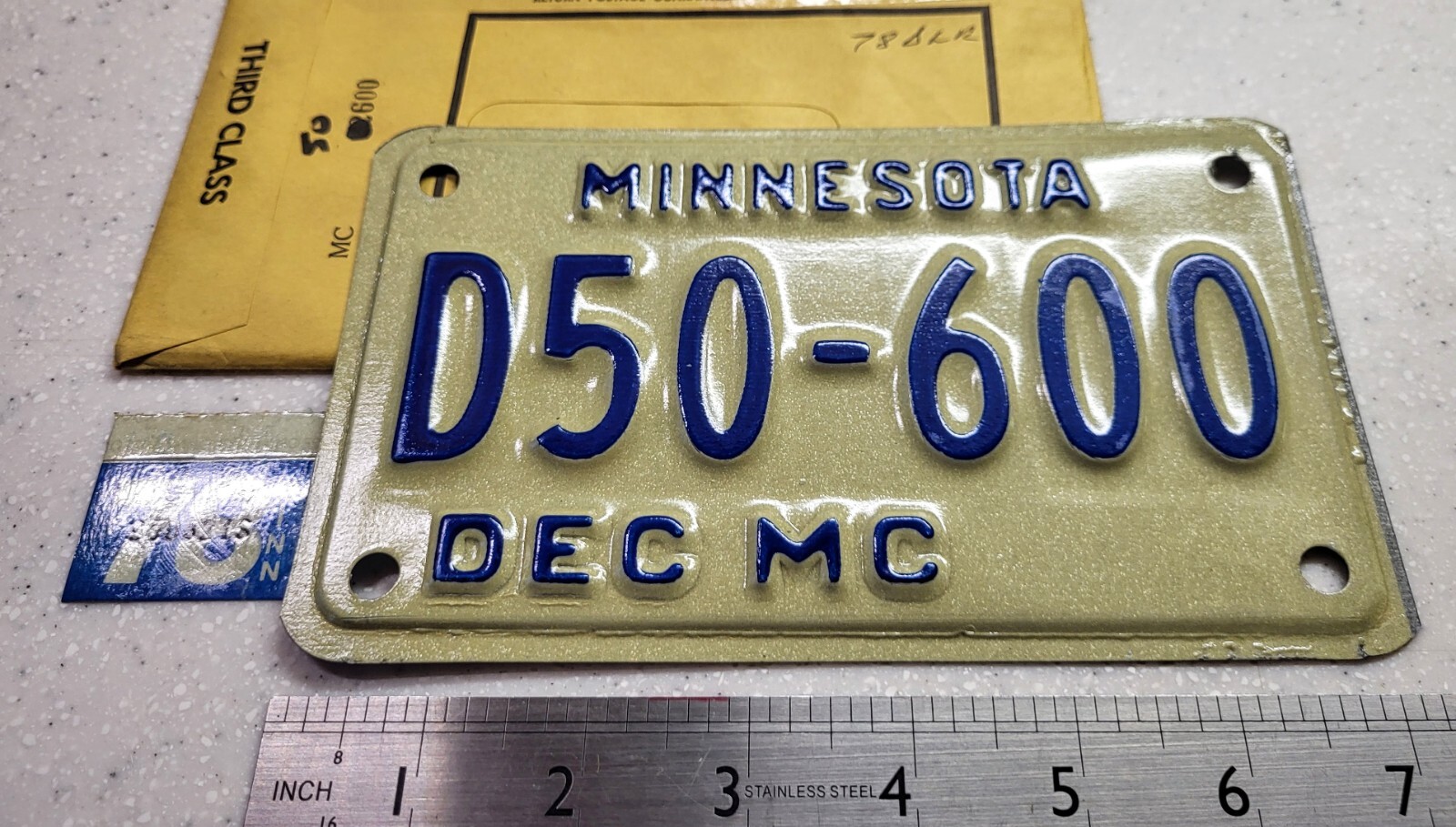 1978 Minnesota Motorcycle Dealer License Plate Tag #D50-600 ** New-Old ...