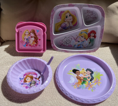 Disney Princesses Tinker Bell Melamine Kids Plates Child Dishes Bowl ...