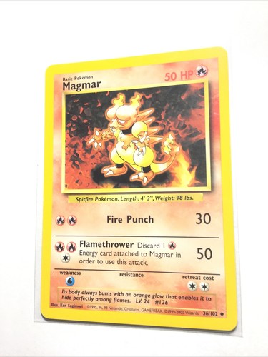 MAGMAR - 36/102 - Base Set - 4th Print - 1999-2000 - Pokemon Card - PL ...